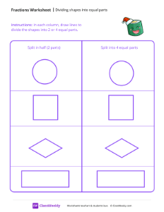 Dividing Shapes into Equal Parts - Sushi | Worksheet | ClassWeekly.com
