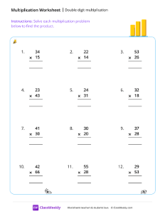 Double digit multiplication - Columns | Worksheet | ClassWeekly.com