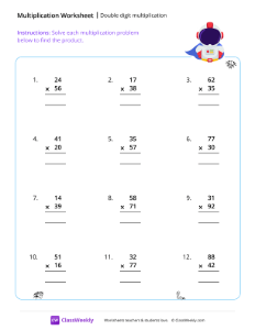Double digit multiplication - Hero | Worksheet | ClassWeekly.com