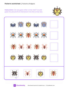 Patterns of objects - Spider | Worksheet | ClassWeekly.com