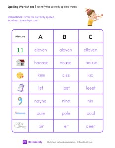 Identify the Correctly Spelled Words - Surprise | Worksheet ...