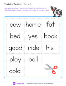 Word cards - Cow | Worksheet | ClassWeekly.com