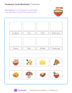 Food words - Noodles | Worksheet | ClassWeekly.com