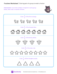 Coloring parts of a group to match a fraction - Raccoon | Worksheet ...