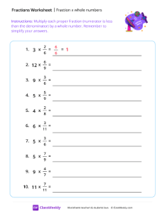 Fraction x Whole Numbers - Satellite | Worksheet | ClassWeekly.com