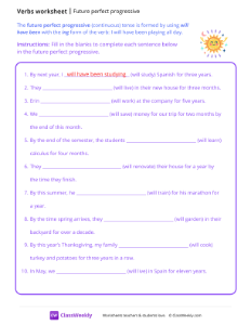 Future Perfect Progressive - Sun Zen | Worksheet | ClassWeekly.com