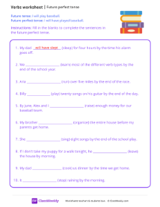 Future perfect tense - Book Pile | Worksheet | ClassWeekly.com