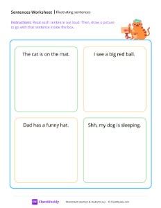 Illustrating sentences - Cat | Worksheet | ClassWeekly.com