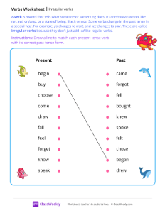 Irregular verbs - Sea | Worksheet | ClassWeekly.com