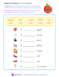 Common Adjectives - Apple | Worksheet | ClassWeekly.com