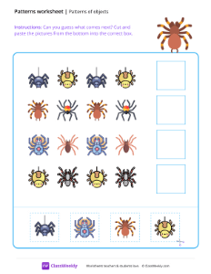 Patterns of objects - Spider | Worksheet | ClassWeekly.com