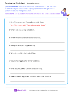 Quotation Marks - Teacher | Worksheet | ClassWeekly.com