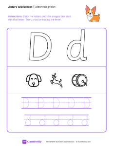 Letter Recognition (D) - Dog | Worksheet | ClassWeekly.com