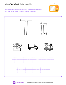 Letter Recognition (T) - TV | Worksheet | ClassWeekly.com