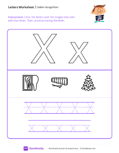 Letter Recognition (X) - X-ray | Worksheet | ClassWeekly.com