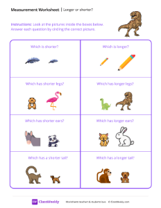 Longer and Shorter - T-Rex | Worksheet | ClassWeekly.com