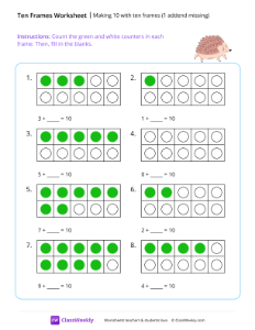 Making 10 with ten frames (1 addend missing) - Hedgehog | Worksheet ...