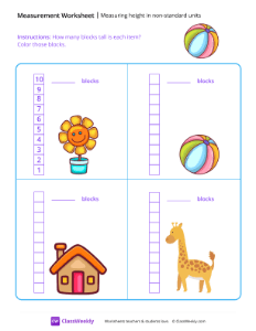 Measuring Height in Non-standard Units - Beach Ball | Worksheet ...