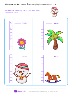 Measuring Height in Non-standard Units - Snowman | Worksheet ...