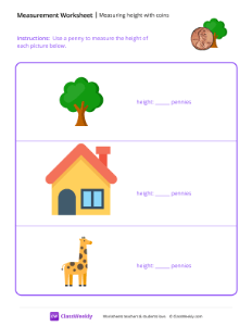 Measuring length with coins - Tree | Worksheet | ClassWeekly.com