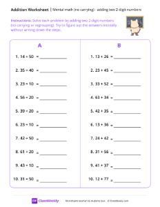Mental Math: Adding two 2-digit Numbers (no carrying) - Blackboard Cat ...