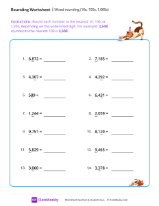 Mixed rounding (10s, 100s, 1,000s) - Cat | Worksheet | ClassWeekly.com