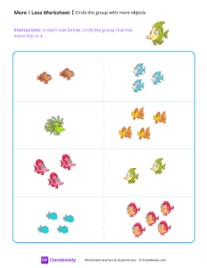 Circle the Group With More Objects - Green Fish | Worksheet ...
