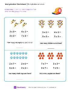 Multiplication sentences - Whistle | Worksheet | ClassWeekly.com
