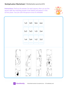 Multiplication Practice (2-5) - Secret animal | Worksheet | ClassWeekly.com