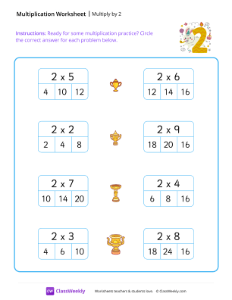 Multiplication Practice - Multiply by 2 | Worksheet | ClassWeekly.com