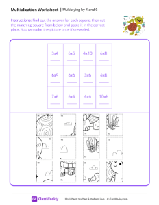 Multiply by 4 and 6 - Sea Turtle | Worksheet | ClassWeekly.com