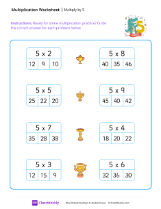 Multiplication Practice - Multiply by 5 | Worksheet | ClassWeekly.com