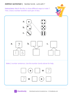 Number bonds (sums with 7) - owl | Worksheet | ClassWeekly.com