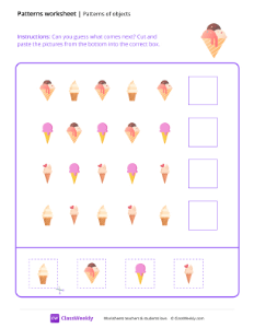 Patterns of objects - Ice Cream | Worksheet | ClassWeekly.com