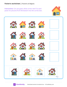 Patterns of objects - House | Worksheet | ClassWeekly.com