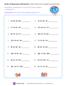 Order of Operations (add, subtract, multiply) - Search | Worksheet ...