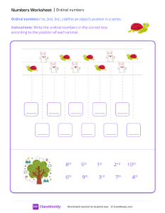 Ordinal Numbers - Turtle Race | Worksheet | ClassWeekly.com
