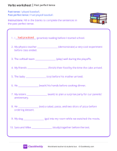 Past Perfect Tense - Organized Books | Worksheet | ClassWeekly.com