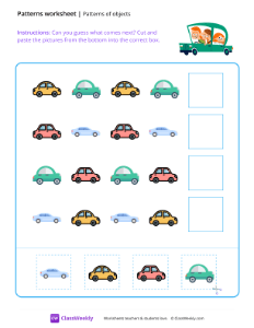Patterns of objects - Car | Worksheet | ClassWeekly.com