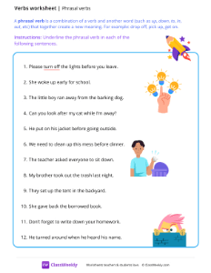 Phrasal verbs - Pencil | Worksheet | ClassWeekly.com