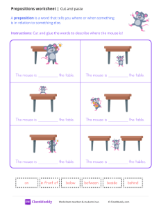 Cut and Paste Prepositions - Happy Mouse | Worksheet | ClassWeekly.com