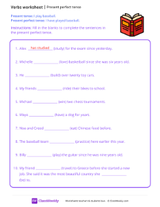 Present perfect tense - Open Book | Worksheet | ClassWeekly.com