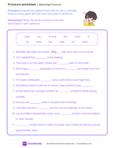 Pronoun Agreement - A-OK | Worksheet | ClassWeekly.com