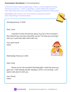 Punctuating letters - Memo | Worksheet | ClassWeekly.com