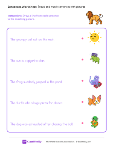 Read & Match Sentences - Lion | Worksheet | ClassWeekly.com