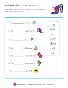 Complete The Sentence - Slide | Worksheet | ClassWeekly.com
