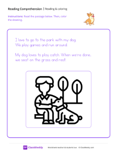 Read and Color - Playful Pup | Worksheet | ClassWeekly.com
