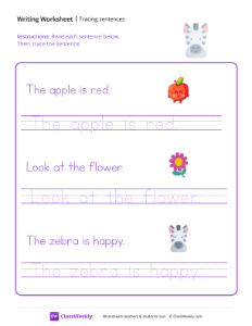 Tracing Sentences - Zebra | Worksheet | ClassWeekly.com