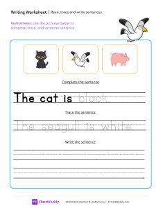 Read, trace and write sentences - Seagull | Worksheet | ClassWeekly.com