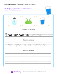 Read, trace and write sentences - water | Worksheet | ClassWeekly.com
